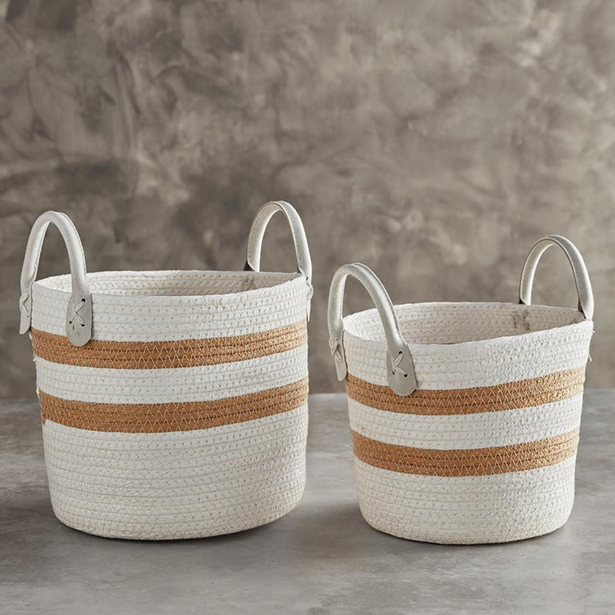 Cream Striped Baskets — Island-ish™